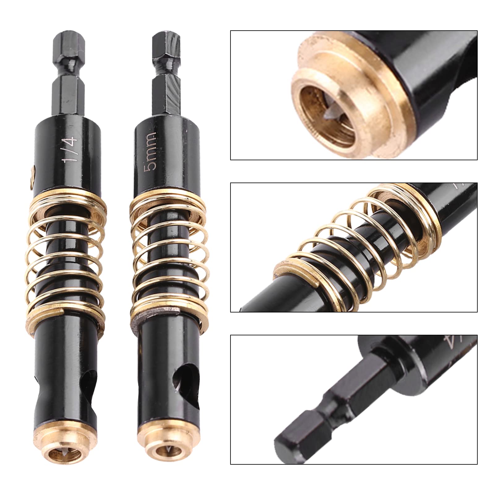 2 Pcs Door Hinge Drilling Centering Drill Bits, 1/4" 5mm Hex Shank Center Drill Bit Set, Professional Opening Tool, for Drilling Shelf Pin Holes