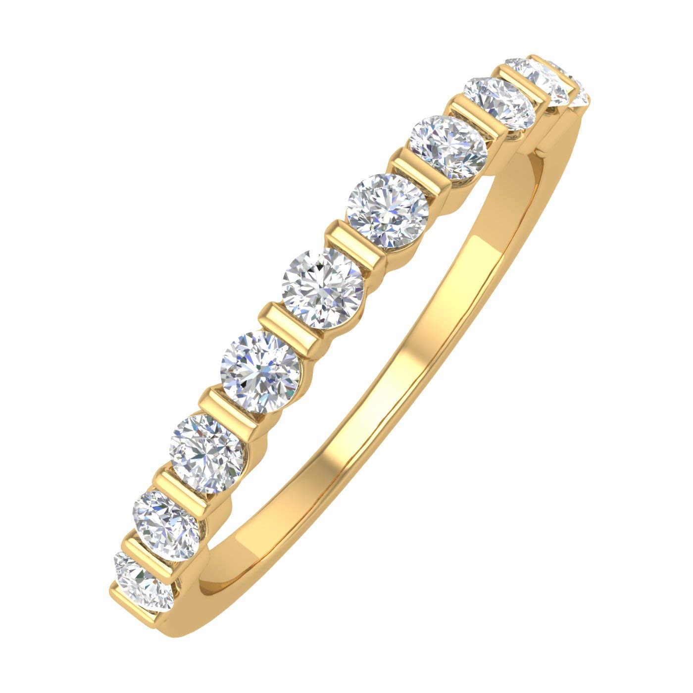 14K Yellow Gold Channel Set Diamond Wedding Band Ring (1/2 Carat) (Ring Size 8.25)