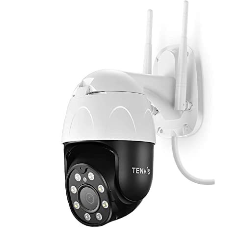TENVIS Security Camera Outdoor - 1080P Home Security Surveillance IP Camera, Pan/Tilt 2.4G WiFi Camera, IP65 Waterproof, Night Vision, 2-Way Audio, Motion Detection, Cloud Camera, Works with Alexa