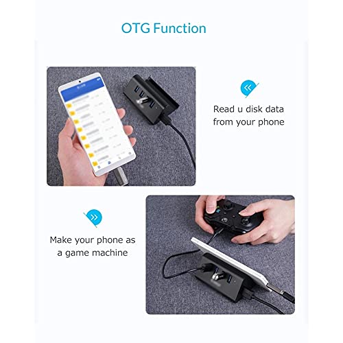 SHYPT 5Gbps High Speed Mini 4 Port USB3.0 HUB Splitter for Desktop Laptop with Stand Holder for Phone Tablet PC