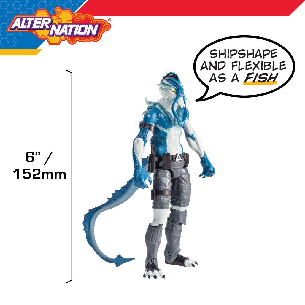 Alter Nation El Ray Human Stingray Electric EEL Hybrid Web Cartoon Dark Horse Comics Graphic Novel Action Figure with “Lightning Storm” Light up Feature & Mini Comic Book Great Gift for Kids 6 & Up