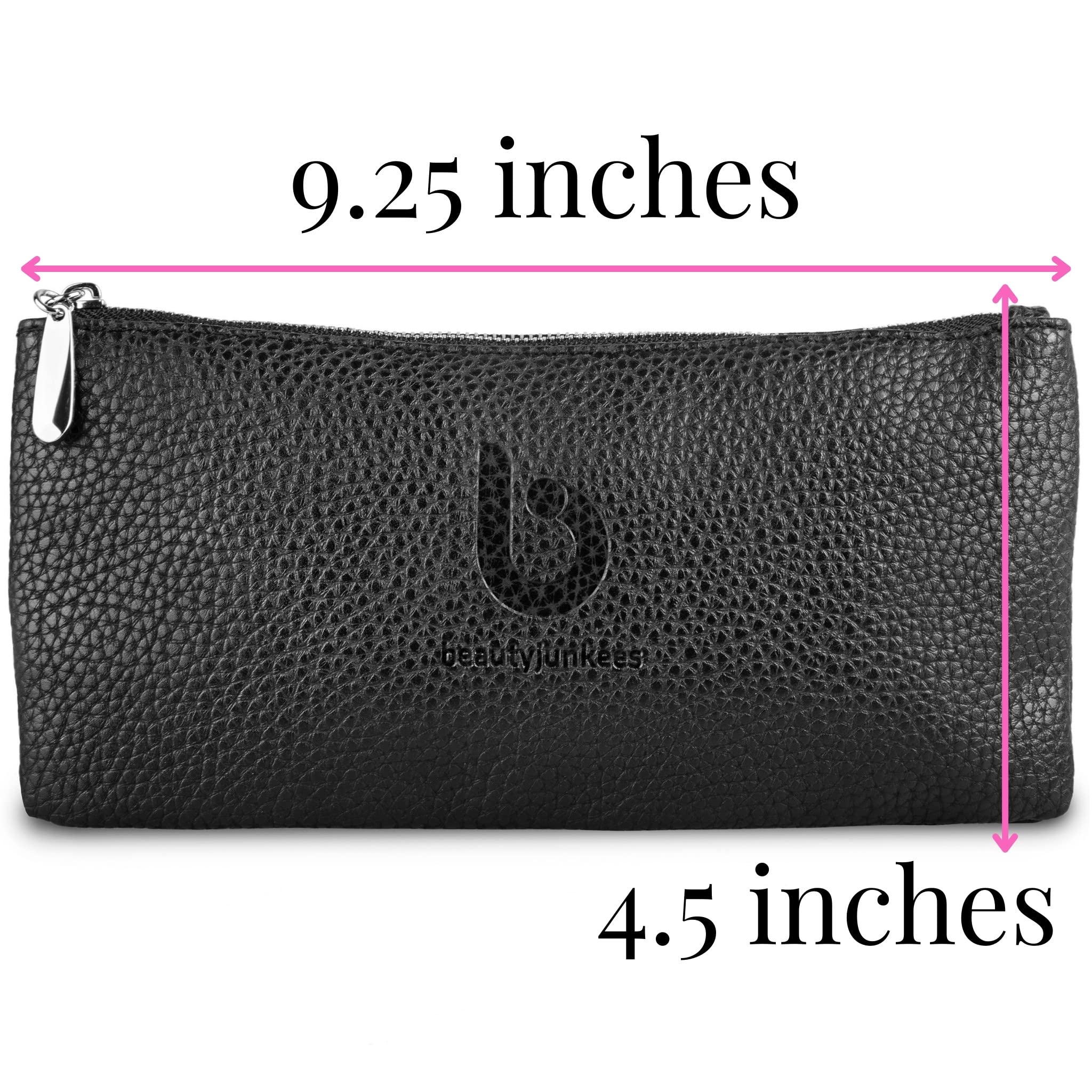 Beauty Junkees Makeup Brush Case Cosmetic Bag Black Make Up Brush Holder Pouch or Cosmetic Storage Organizer for Purse or Travel, Large Enough to Carry All Size Brushes, Cruelty Free