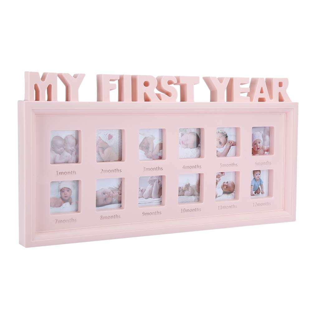 Collage Photo Frame for Baby First Year Keepsake,Baby's Firsts Keepsake Picture Display Photos Frame,Gift for Mom to Be or Expecting Parents for Baby Newborn 1st Birthday Gift Memory