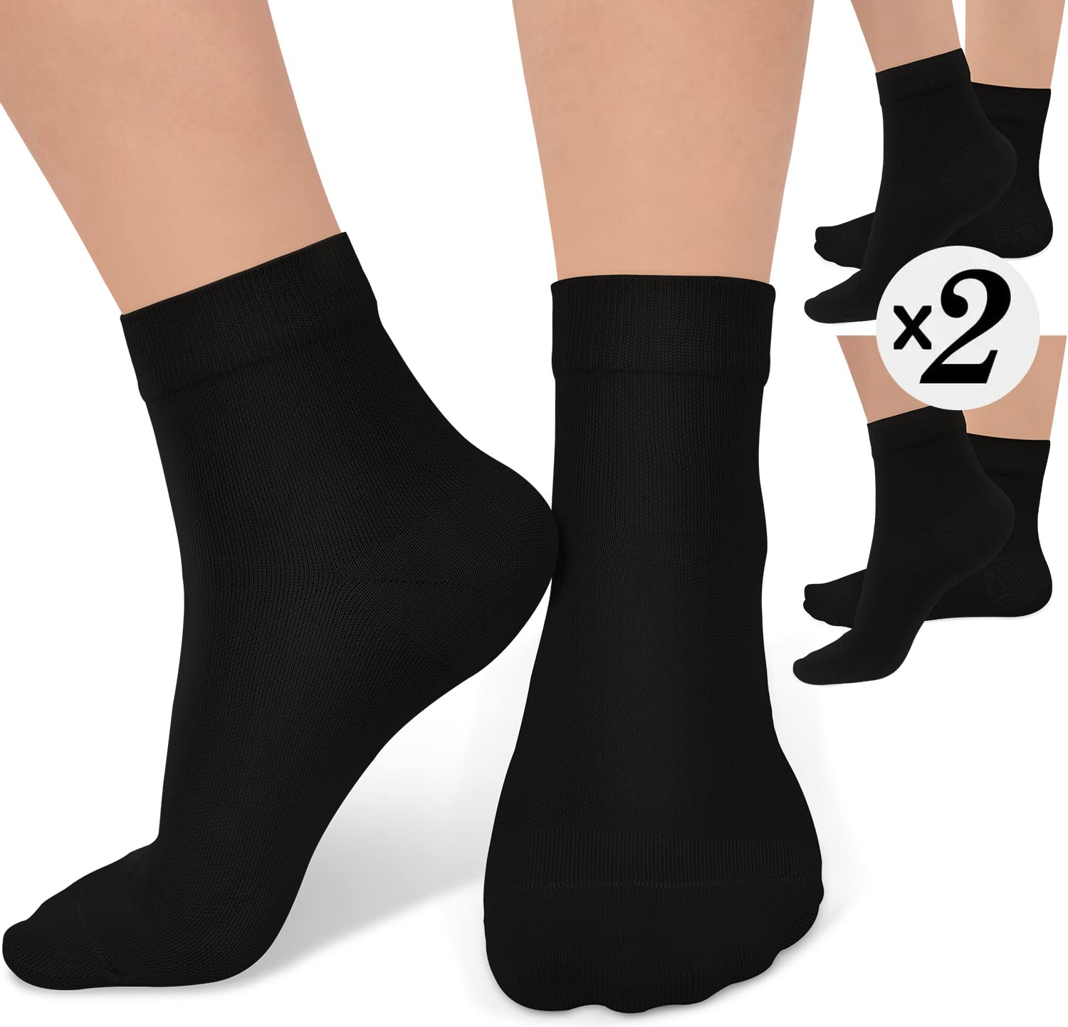 2 Pack Ankle Brace Compression Sleeve 8-15 mmHg Open Toe Сompression Socks Women&Men for Swelling,Plantar Fasciitis,Sprainn Beige L/XL