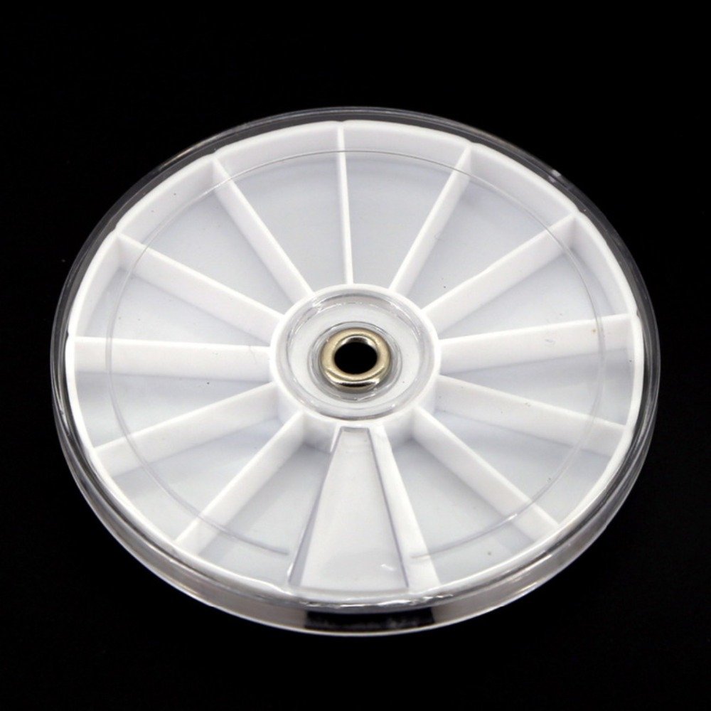 5Pcs 8cm 12 Grids Nail Empty Rhinestone Wheel Case Sequin Bead Slice Rivet Decoration Accessories Storage Container Holder White Rotatable Wheels Box
