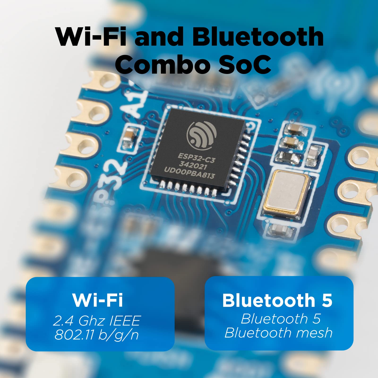 2 PCS ESP32-C3 ESP32 USB C Development Boards with WiFi, Bluetooth, BLE Support, ESP32 C3 Microcontrollers with Up to 160MHz Clock Speed, 4MB Flash, 384KB ROM, 400KB SRAM, Arduino IDE Compatible