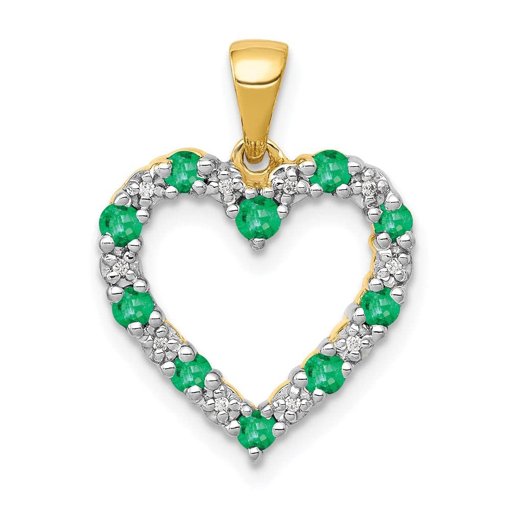 14k Yellow Gold Diamond and Emerald Heart Pendant GLD-AZ-PM5270-EM-003-YA