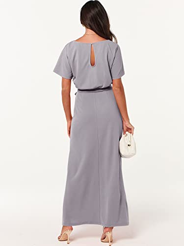 ANRABESS Women's Elegant Batwing Sleeve Tie Waist Long Dresses Formal Wedding Guest Cocktail Split Maxi Dress A951-huise-M