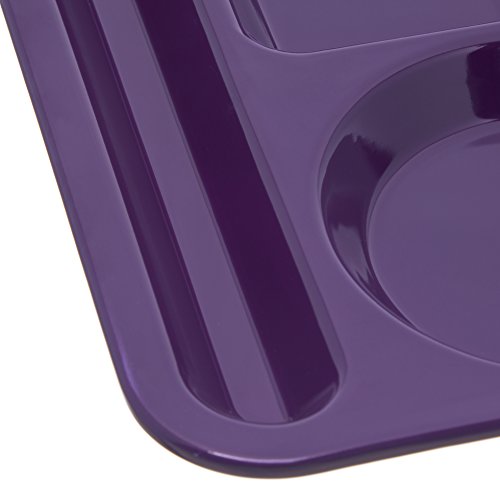 Carlisle FoodService Products Left-Hand Heavyweight 6-Compartment Melamine Tray 10" x 14" - Purple