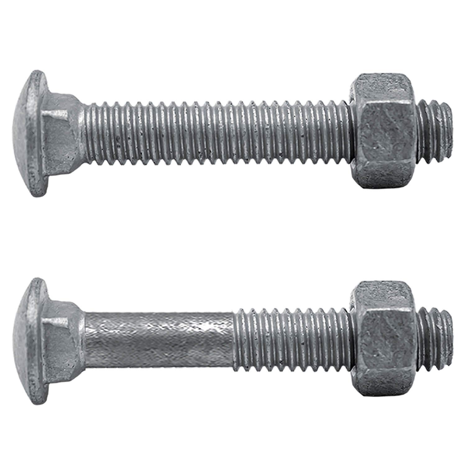 Carriage Bolts 3/8-16 x 2-1/4": w/Nuts Galvanized Bulk Carriage Bolt ~ Coarse Thread (2 1/4 inches Long) (100 Pieces) - Chain Link Fence Carriage Bolt w/Nuts