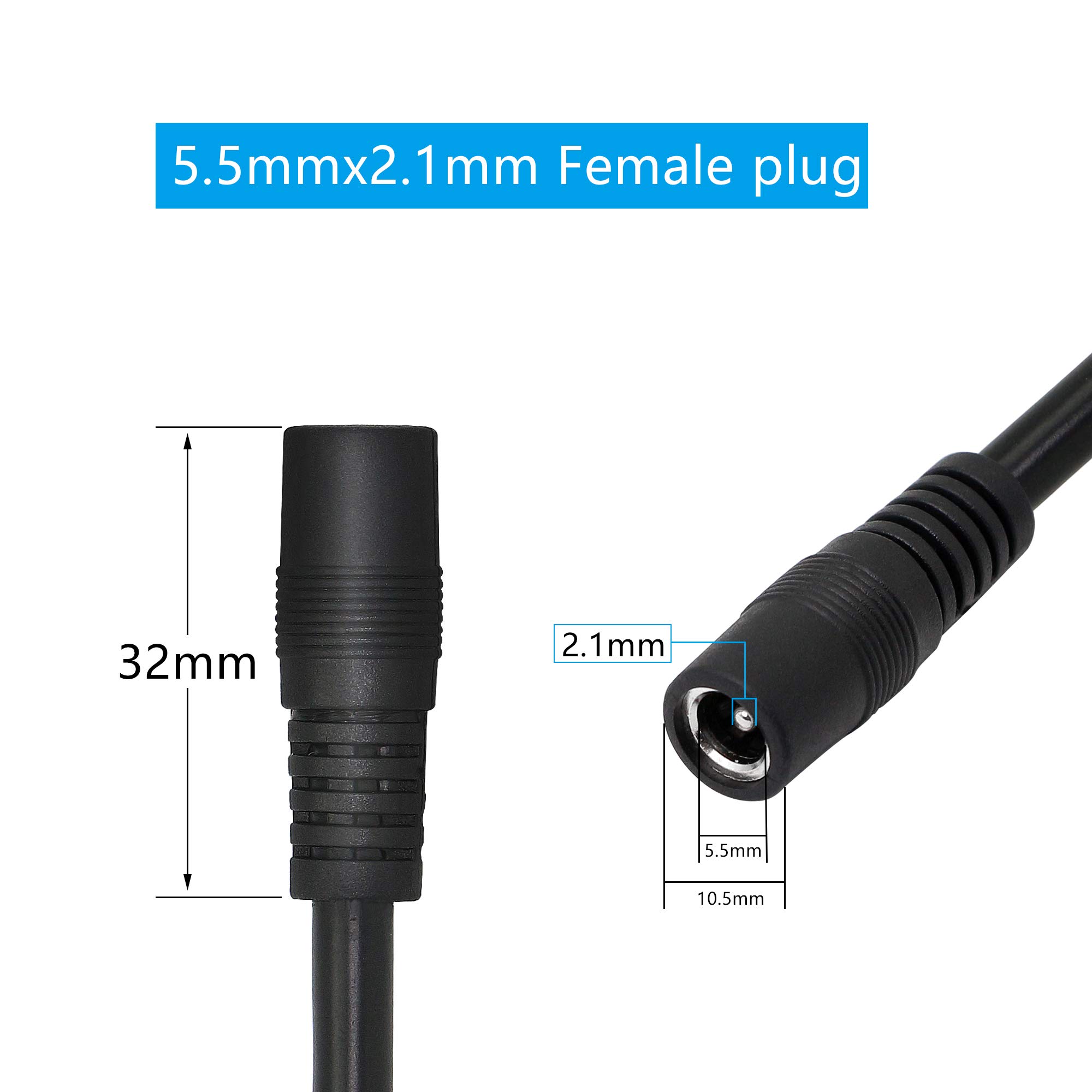 GINTOOYUN DC Power Extension Cable,DC 5.5mm x 2.1mm Male to Female Power Adapter Cable,3FT 18AWG Heavy Duty Cord for 12V CCTV Wireless IP Camera,LED,Car,More.-2PCS