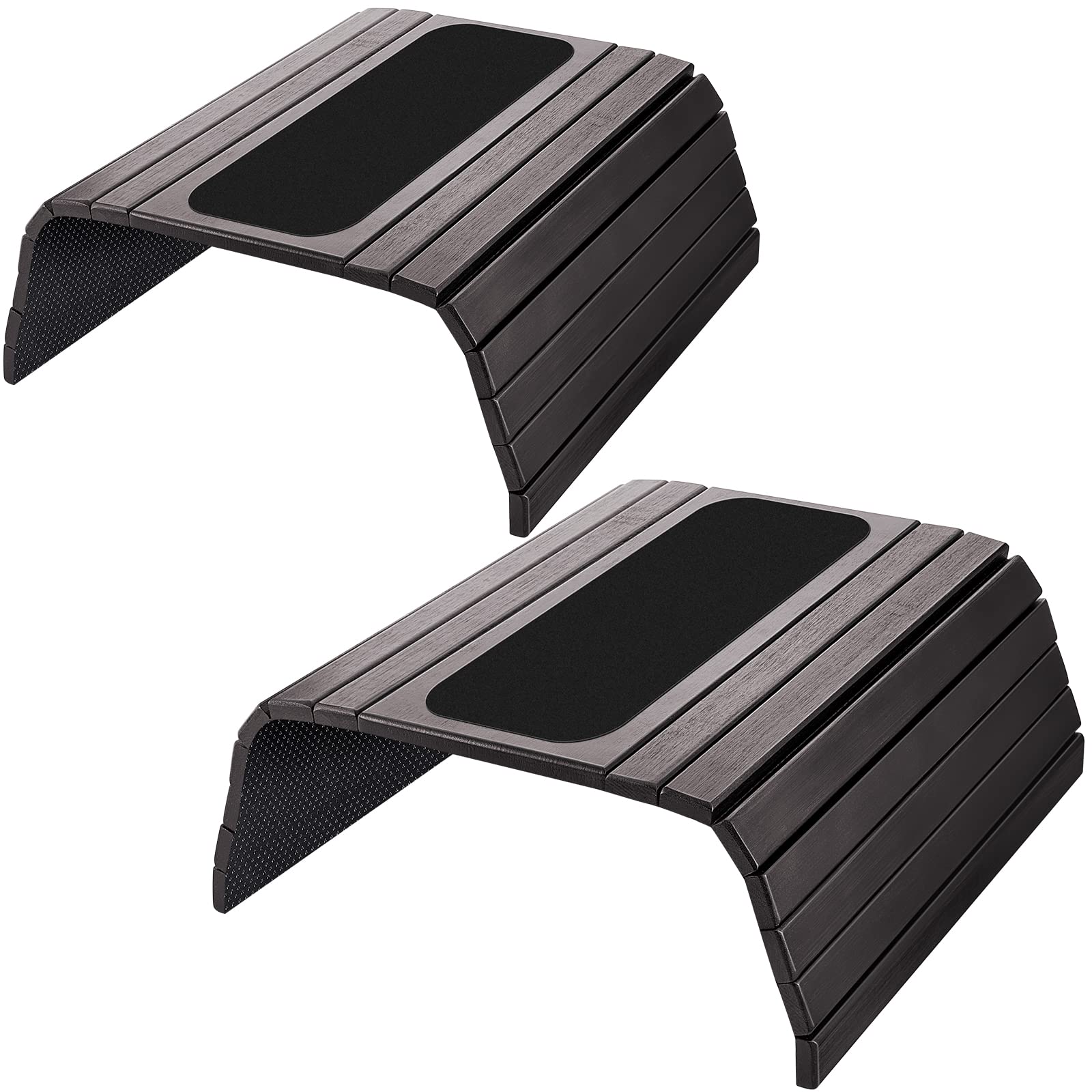 2 Pack Bamboo Wood Sofa Arm Tray Couch Arm Cup Holder Foldable Sofa Armrest Tray Sofa Drink Holder Tray Anti Slip Coaster Portable Sofa Arm Table Holder for Food Snacks Remote Control Phone