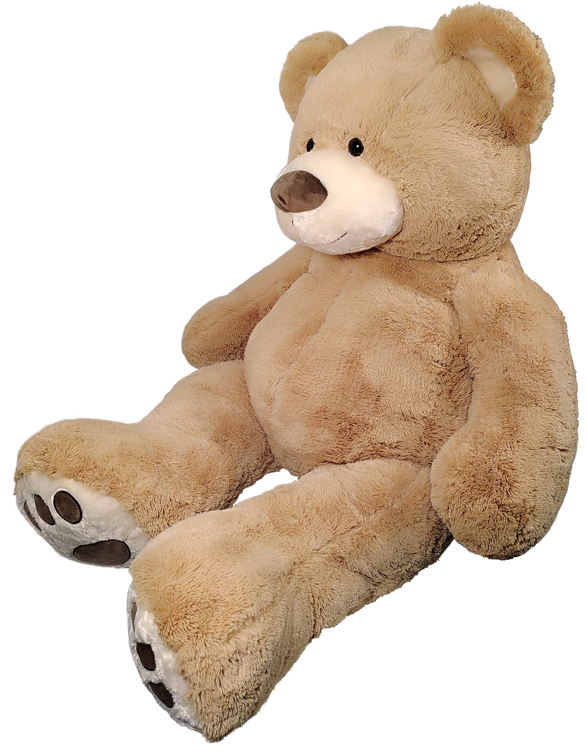 Anico 59" Tall (5 Feet) Giant Plush Light Brown Teddy Bear with Embroidered Paws and Smiling Face, Fits in 2XL Shirt!