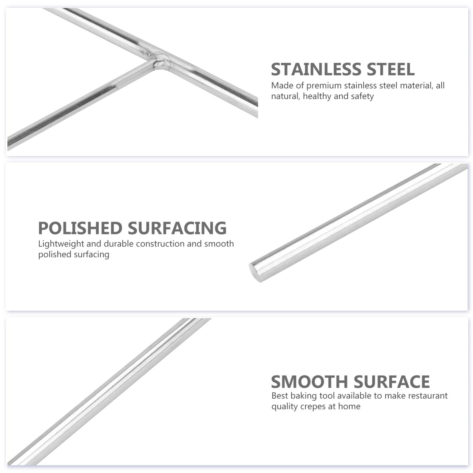 DOITOOL Crepe Pan Nonstick Stainless Steel Crepe Spreader T Shape Pancake Crepe Maker Batter Scraper Tool Dough Distributor Rake Baking Spatulas Sticks Kitchen Tools L Batter Spreader