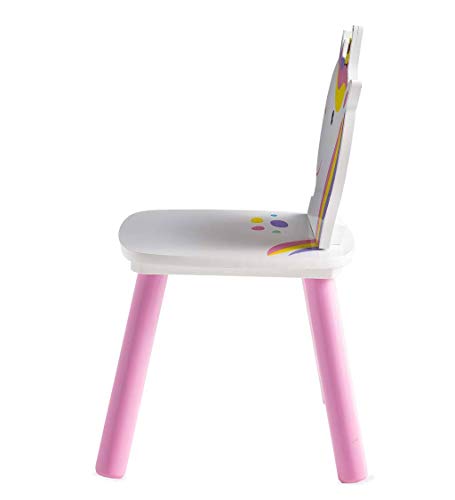 Hearthsong Rainbow Unicorn Table and Chairs Playroom Furniture Set, 2⅓' sq. Table, 11” sq. x 10½”H Chair, 45 lbs. per Chair