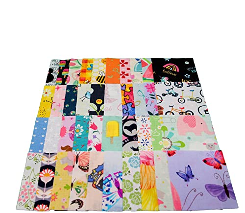 50 pcs 2.5-Inch' Mini Charm Pack, Die Cut Quilting Squares, 100% Cotton for Quilting, Fabric Bundle (I Spy Girls)
