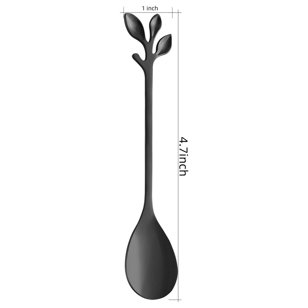 AnSaw 20-Piece Set of 4.7" Gold Leaf Mini Coffee & Dessert Spoons, Stainless Steel Demitasse Espresso & Tea Spoons - Perfect for Espresso Lovers