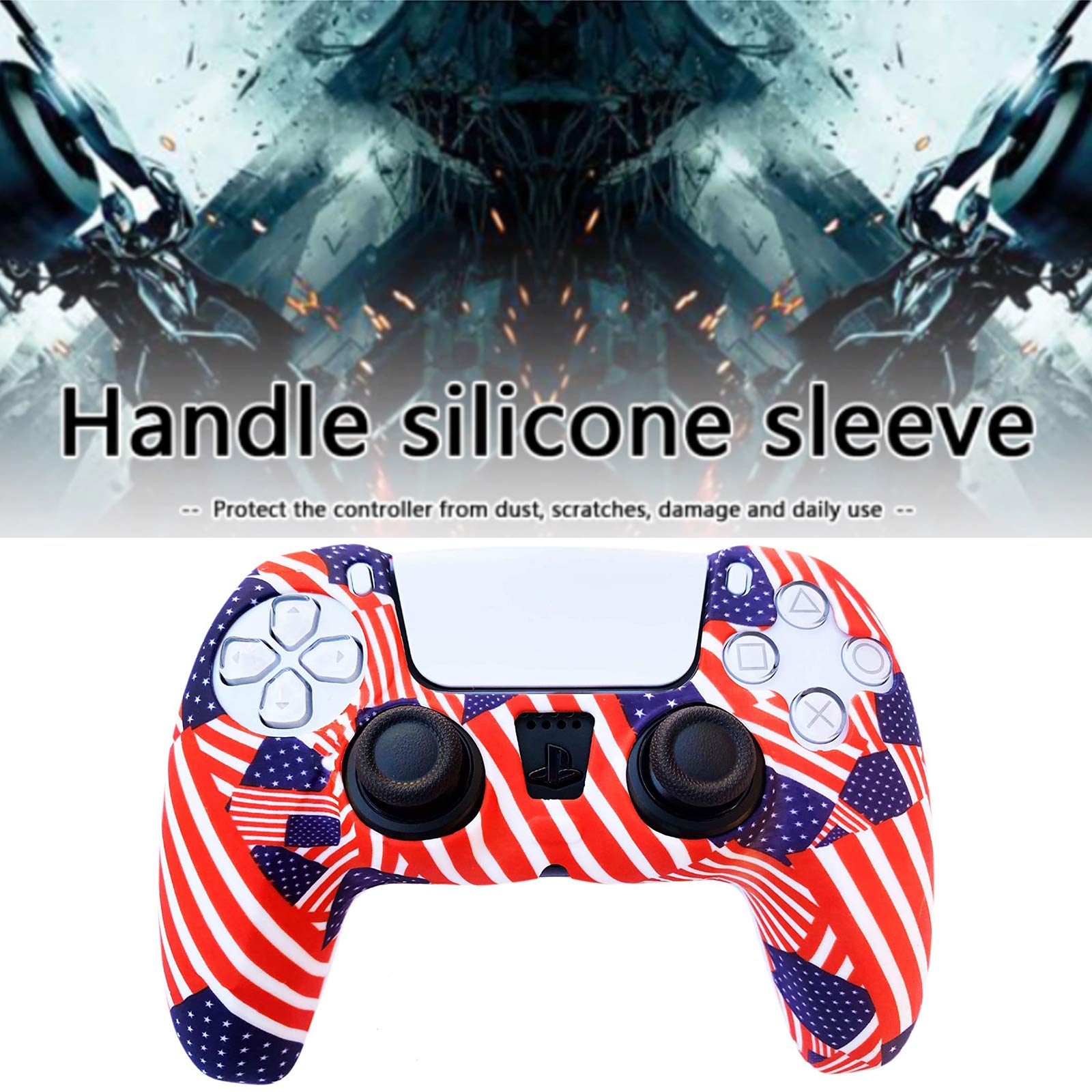 2 Pack Water Transfer Printing Silicone Thickened Cover Skins Case for PS5 Controller