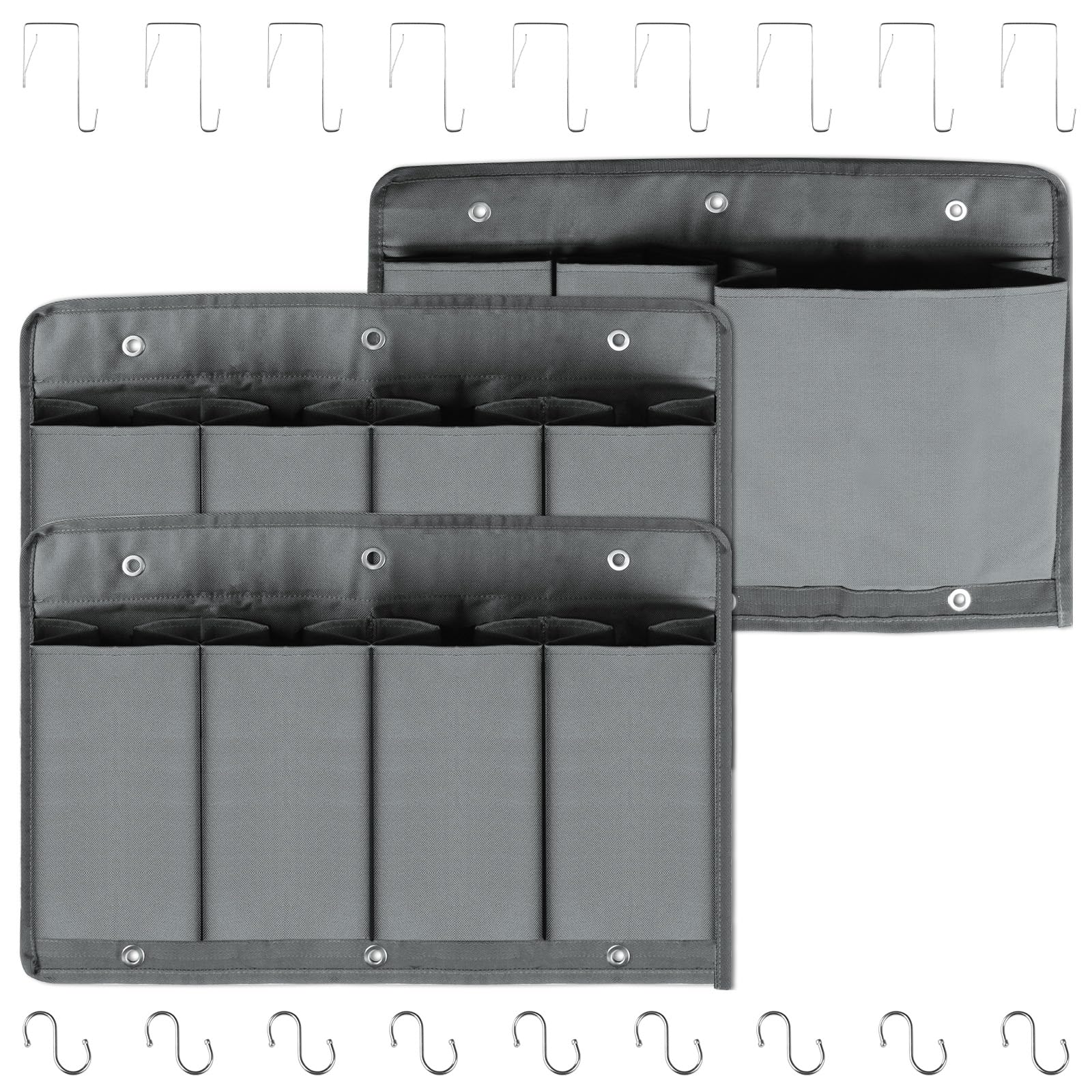 3 Pack Hanging Shoe Storage Pockets,Over the Door Rv Shoe Organizer Hanging with Hooks,Shoe Rack for Closet Organizers and Storage,Bedside Caddy for Shoes Tools Accessories,Shoe Holder Hanger Grey