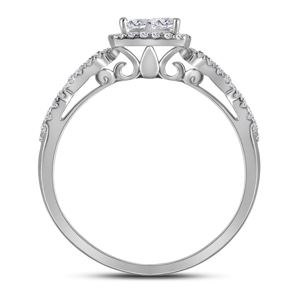 14kt White Gold Womens Princess Diamond Halo Bridal Wedding Engagement Ring Band Set 1.00 Cttw