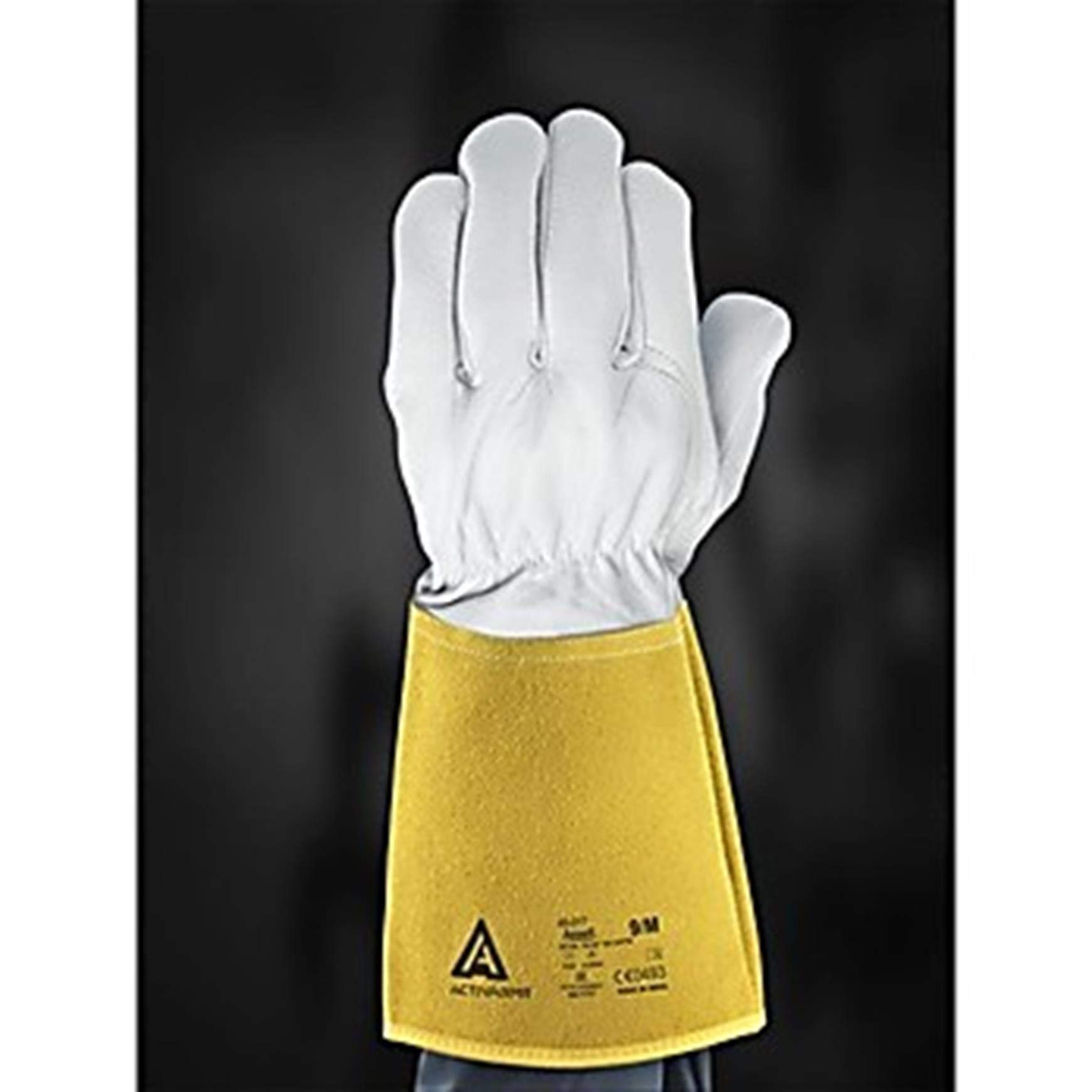 Ansell 43217100 ActivArmr TIG Light Duty/Higher-Precision Welding Glove, Goat Skin Leather, Cowhide Splits Leather Liner, Warm Grey Glove Liner, Yellow Gold Guantlet Cuff, Size 10 (Pack of 36)