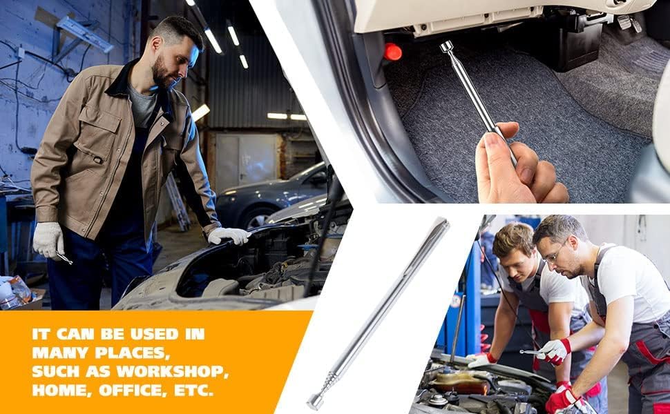 2 Pieces Magnetic Telescoping Pick-Up Tool with Pocket Clip 3 Lb Extendable Magnetic Grabber Reacher Tools 25 Inch Flexible Magnet Retrieval Stick Gadget Suitable Gifts for Men