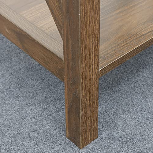 Rainbow Sophia Side Table End Table for Living Room, Farmhouse Accent Wood Nightstand for Bedroom with 2-Tier Storage, Dark Walnut