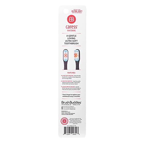 Brush Buddies Caress Whitening Manual Toothbrush, Post Surgical Toothbrush, Soft Bristle Toothbrush for Sensitive Teeth and Gums, Enamel Toothbrush