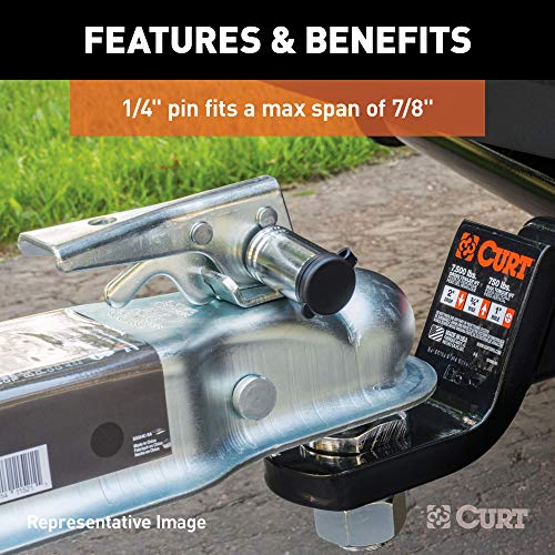 CURT 23522 Chrome Trailer Tongue Coupler Lock, 1/4-Inch Pin Diameter, Up to 2-1/2-Inch Span