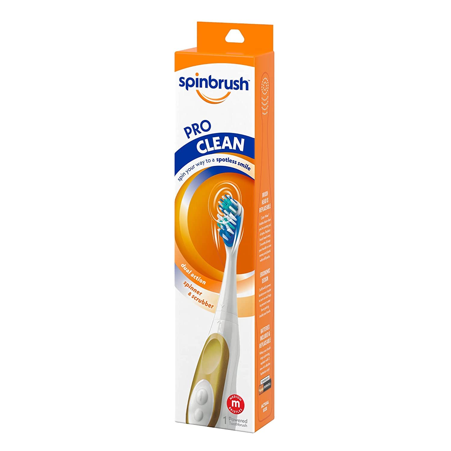 ARM & HAMMER Spinbrush Pro Series Daily Clean Powered Toothbrush Medium - Color Vary (Pack of 3)