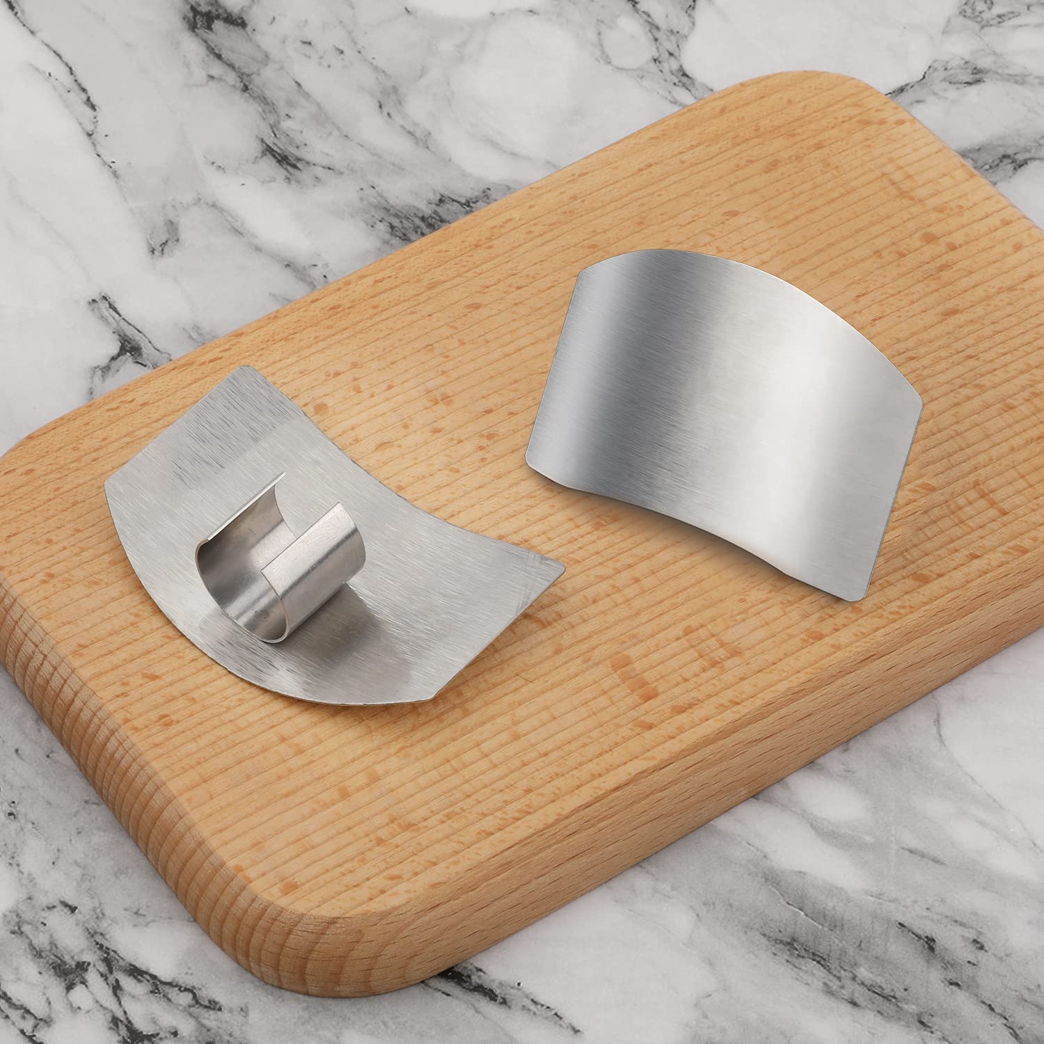 2pcs Finetaur Finger Guard for Cutting, Stainless Steel Finger Protector Kitchen Knife Finger Shield for Cutting Slicing Chopping Food Vegetables
