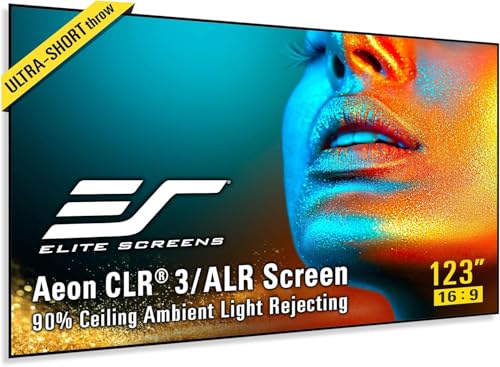 Elite Screens 123 inch UST ALR Projector Screen 16:9 4K 90% Ceiling Ambient Light Rejecting Edge Free Fixed Frame Grey Projector Screen Indoor Movie Screen Home Theater - Aeon CLR 3 AR123H-CLR3