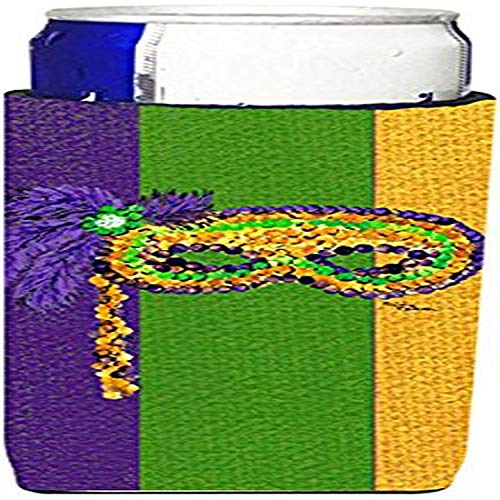 Caroline's Treasures 8362MUK Mardi Gras Mask Ultra Hugger for Slim cans Can Cooler Sleeve Hugger Machine Washable Drink Sleeve Hugger Collapsible Insulator Beverage Insulated Holder
