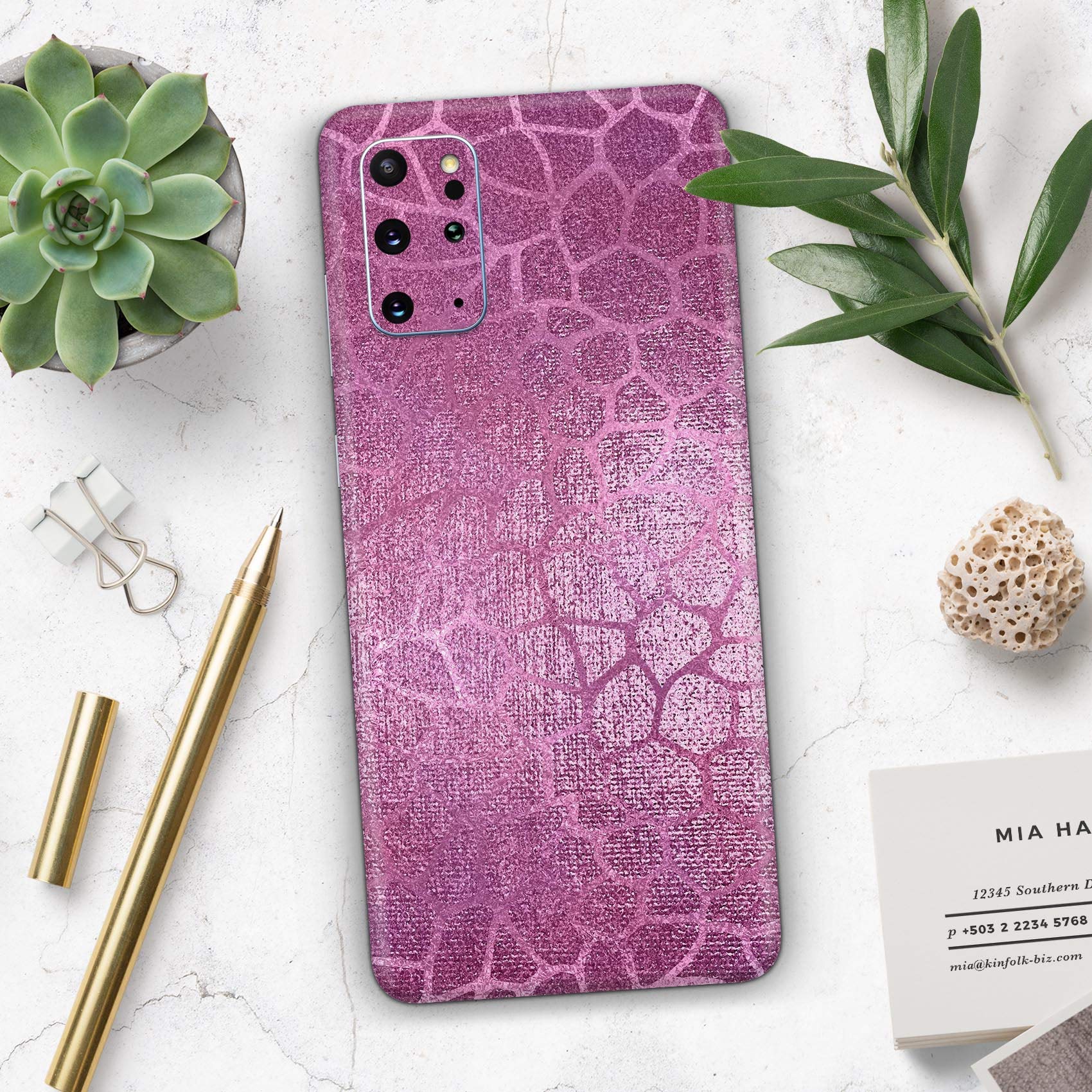 DesignSkinz Glamorous Pink Scales Protective Vinyl Decal Wrap Skin Cover Compatible with The Samsung Galaxy S20 (Screen Trim & Back Glass Skin)