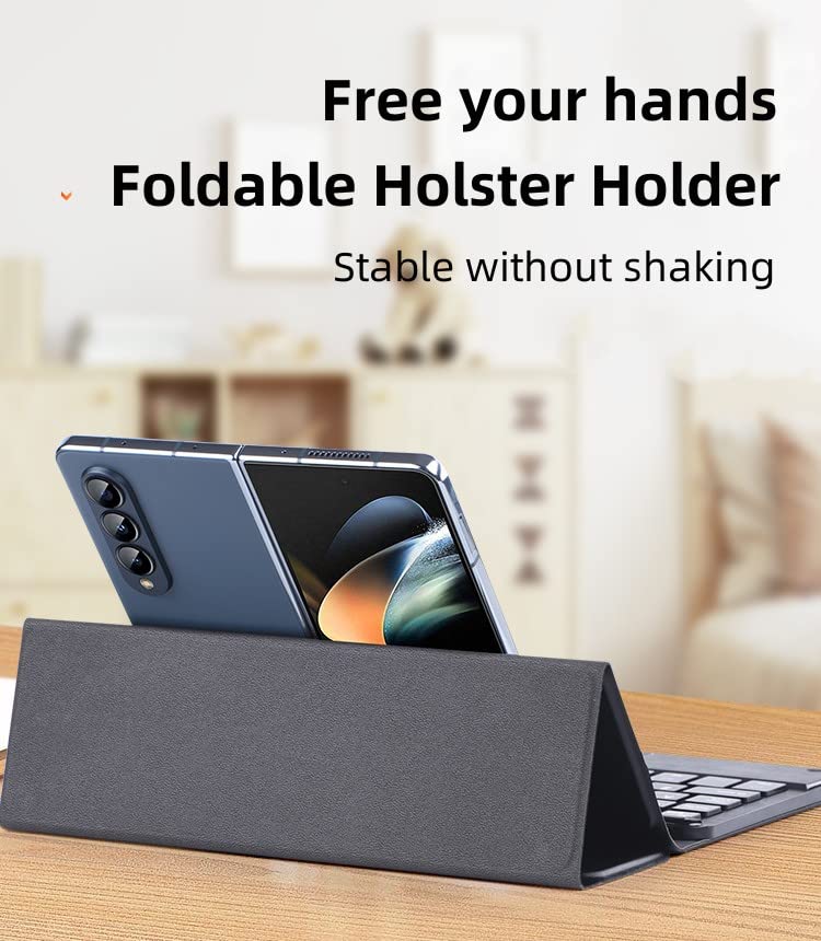 BAILI Z Fold 4 Keyboard Case with Bluetooth Keyboard Wirelessly Connects,Bluetooth Keyboard with Central Touchpad Built-in S Pen Slot & Collapsible Kickstand for Samsung Galaxy Z Fold5/4/3/2/1-Black