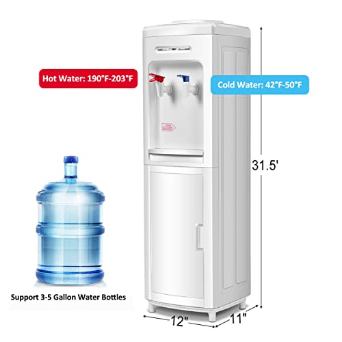 SAFEPLUS Top Loading Water Cooler Dispenser, Hot & Cold Freestanding Water Cooler Holds 5 Gallon Bottles Perfect for Home Office School UL & Energy-Saving Approved