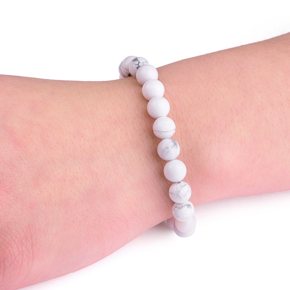 2 Pcs Couple Distance Relationship Bracelets Black Matte Agate & White Howlite Energy Beads Stone Ying Yang Balance Bracelet Banglet for Lovers Touch Bracelets Long Distance Relationship¡