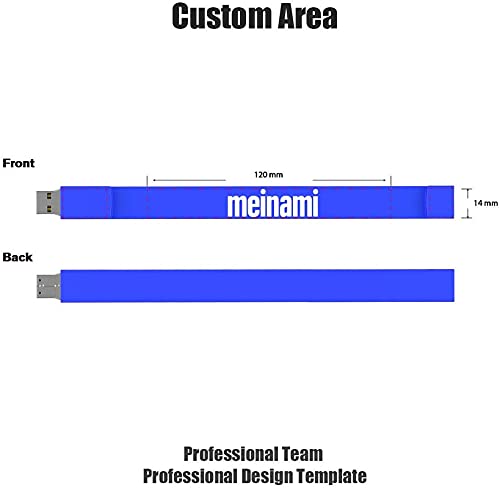 MEINAMI Customised Wristband USB Flash Drive Personalised Silicone Memory Stick, Custom Thumb Drive with Logo Printed 4GB 50 Pack