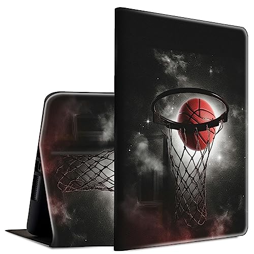BFSEROBJ Case for All-New Fire 7 Tablet Case 7" 12th Generation 2022 Release Lightweight Smart Case PU Leather Adjustable Stand Protective Cover with Auto Wake/Sleep - Basketball in Galaxy