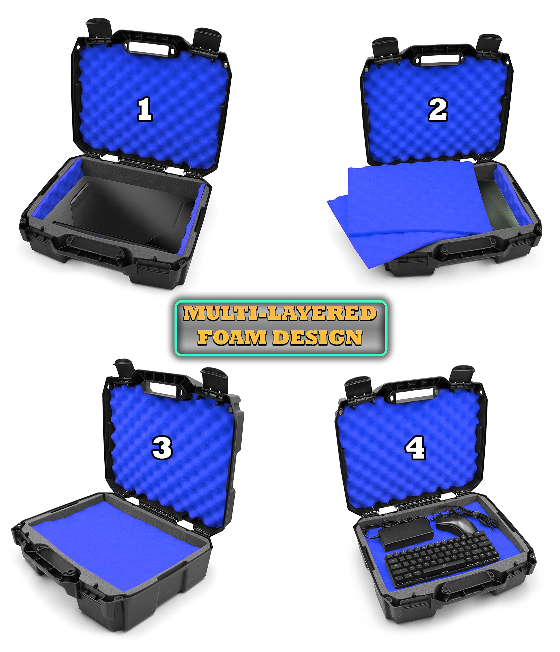 CASEMATIX 15.6" Hard Laptop Case with Shock-Absorbing Interior Foam Protection Compatible with 15" Gaming Laptops and Accessories, Fits Laptops up to 15” x 10.5" Max