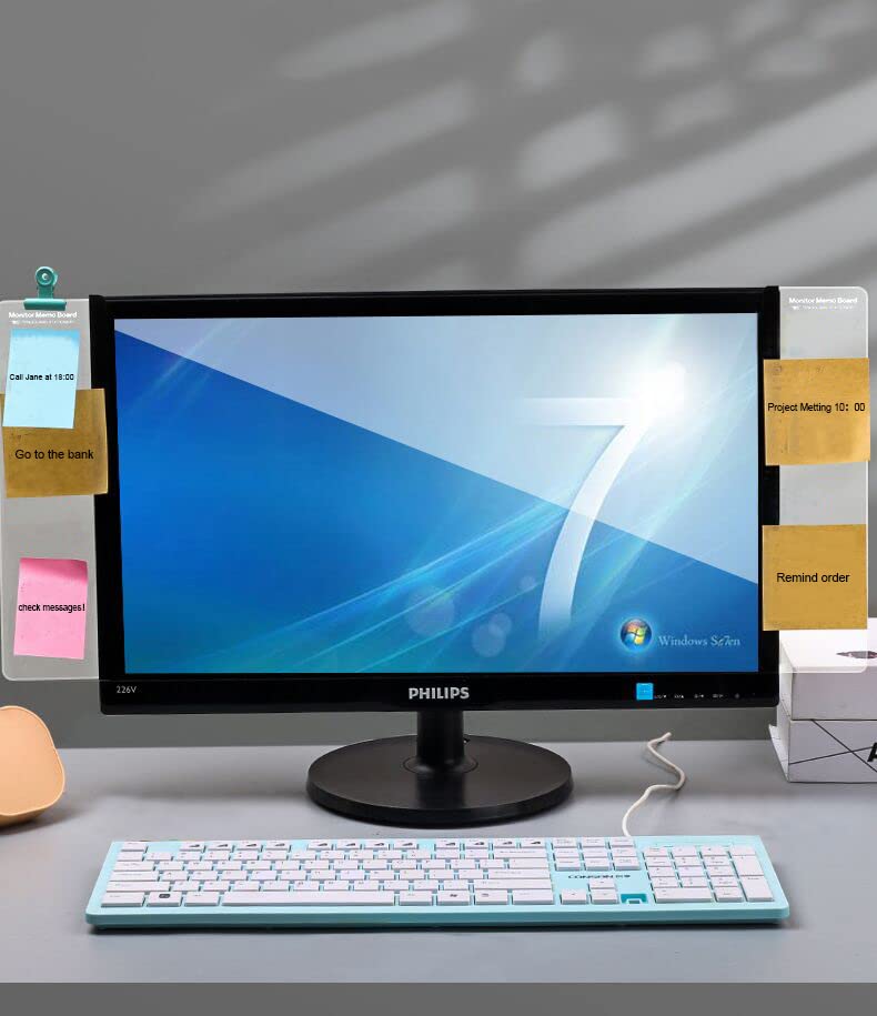 2 pcs Monitor Memo Board,18” Computer Monitor Memo Board,Transparent Monitor Note Holder, Message Board for Computer Monitors,Note Holder for Office Home Desktop Top Mount