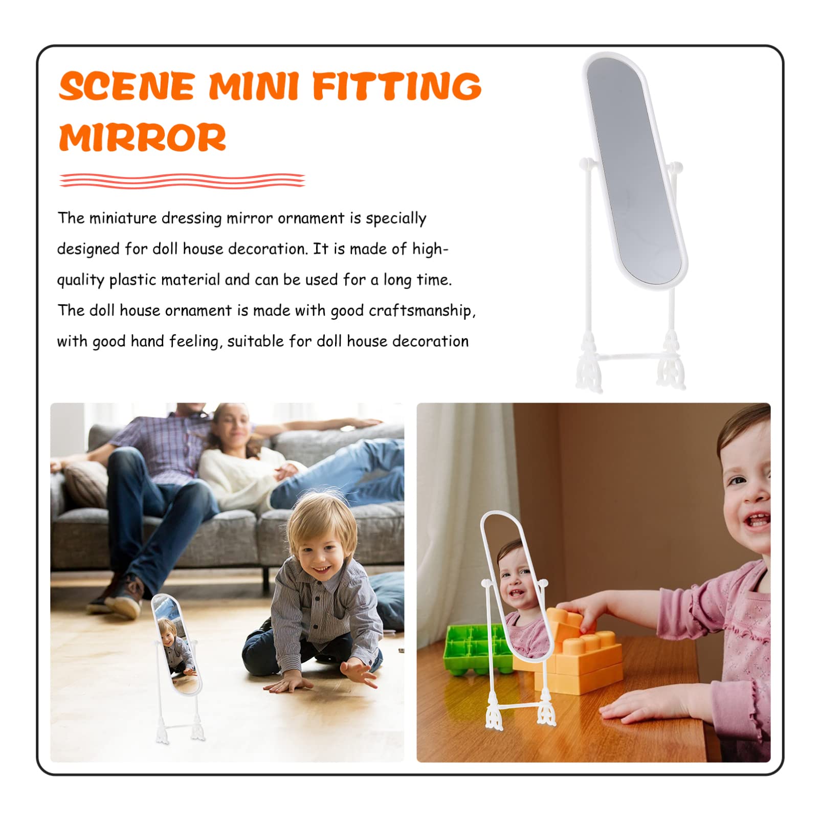 ARTIBETTER 2 Sets Miniature Standing Dressing Mirror Miniatures Dolls House Mirror for Dollhouse DIY Craft Bedroom Furniture