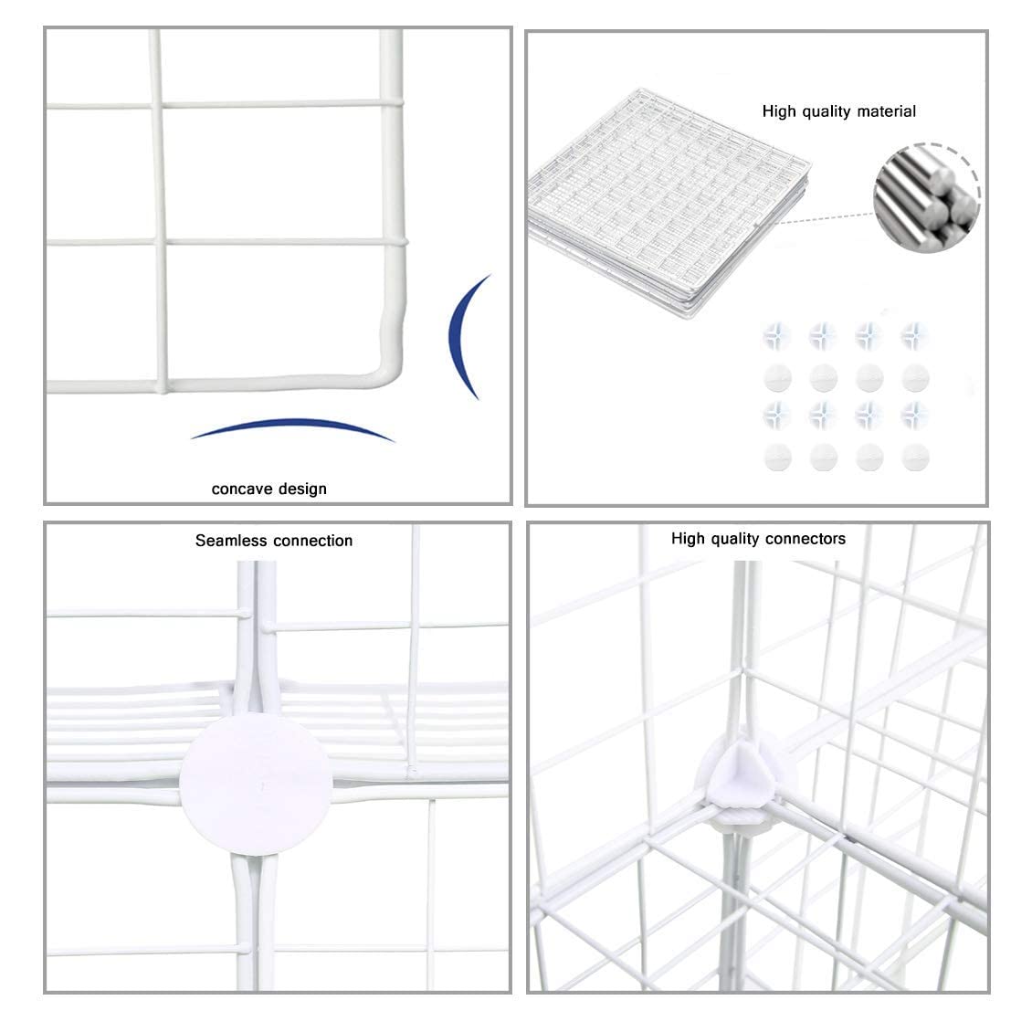 C&AHOME Wire Cube Storage, 6 - Cube Organizer Metal C Grids, Modular Shelves Units, Storage Bins Shelving, Closet Organizer, Ideal for Home, Office, Living Room, 36.6”L x 12.4”W x 36.6”H White