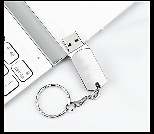 304 Stainless Steel USB 3.0 Flash Drive with Metal Lanyard/Key Chain,20Mb/S High Speed Data Transmission,32GB 64GB 128GB (64GB,Silver)