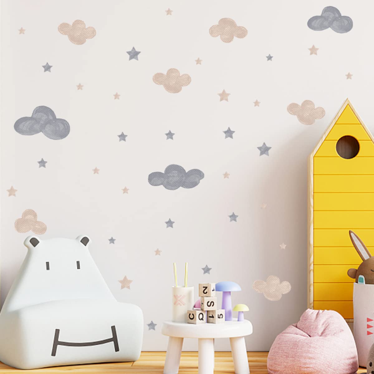 Clouds Wall Stickers, Cute Clouds Wall Decals for Little Girls Bedroom Nursery Kids Room Classroom Daycare and Party Decoration