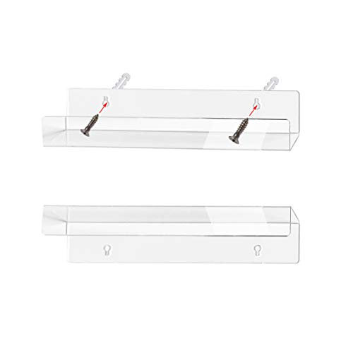Saliens 6 Pack 12 inch Clear Vinyl Record Shelf Wall Mount with Protective Films, Acrylic Floating Shelves Wall Mount, Invisible Spice Rack, Album Modern Picture Ledge Display