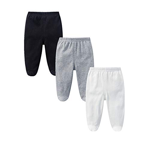 ZiweiStar Unisex-Baby Girls Boys Cotton Soild Color Footed Pants Pringting Casual Leggings 0-12 Months