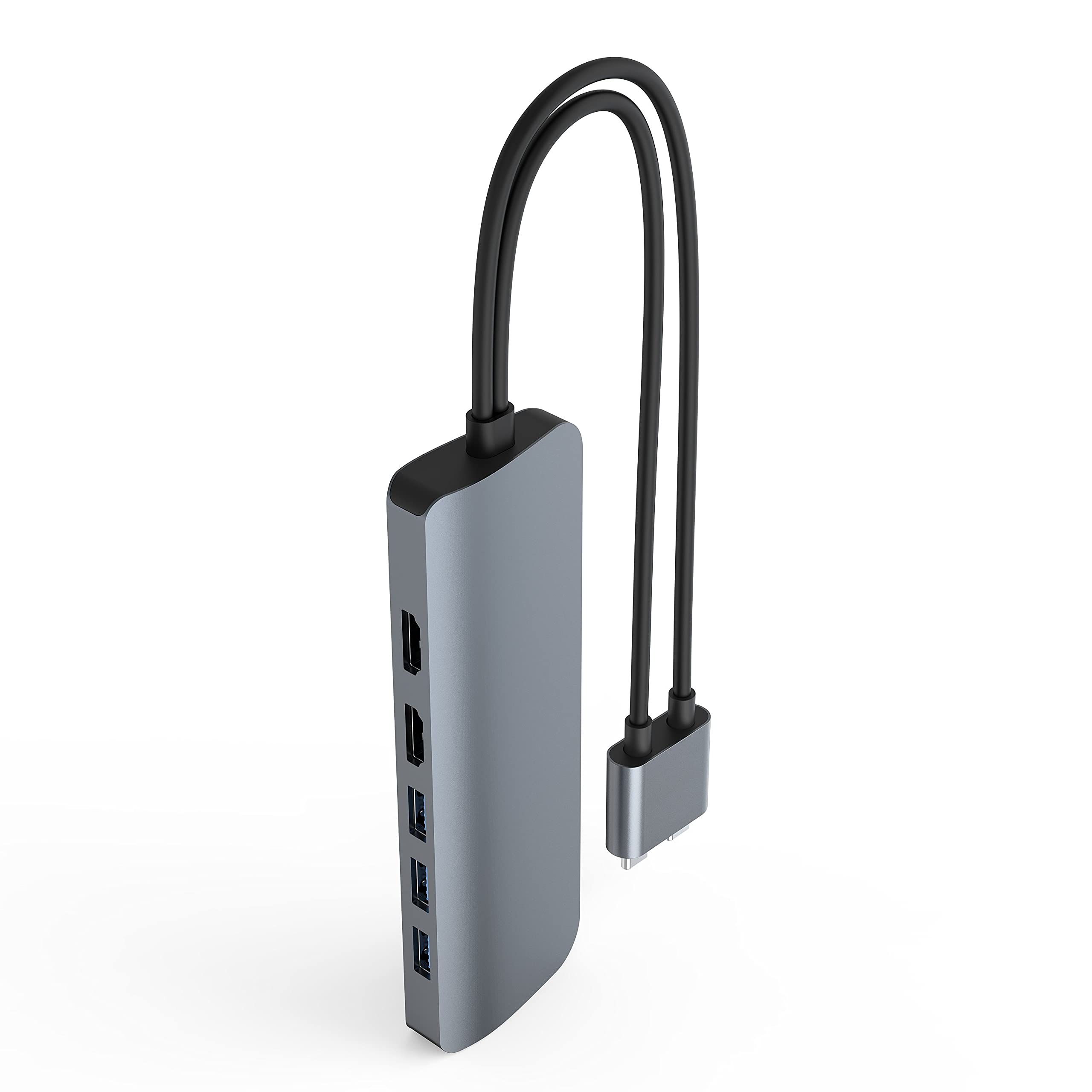 HyperDrive 10-in-2 USB C Dock, Dual Monitor HDMI 4K@60Hz, 60W USBC Power Delivery, Gigabit Ethernet, USB-C Hub Adapter for MacBook Pro with M1 Pro/Max 2021, MacBook Pro 2016-2019, MacBook Air, Gray