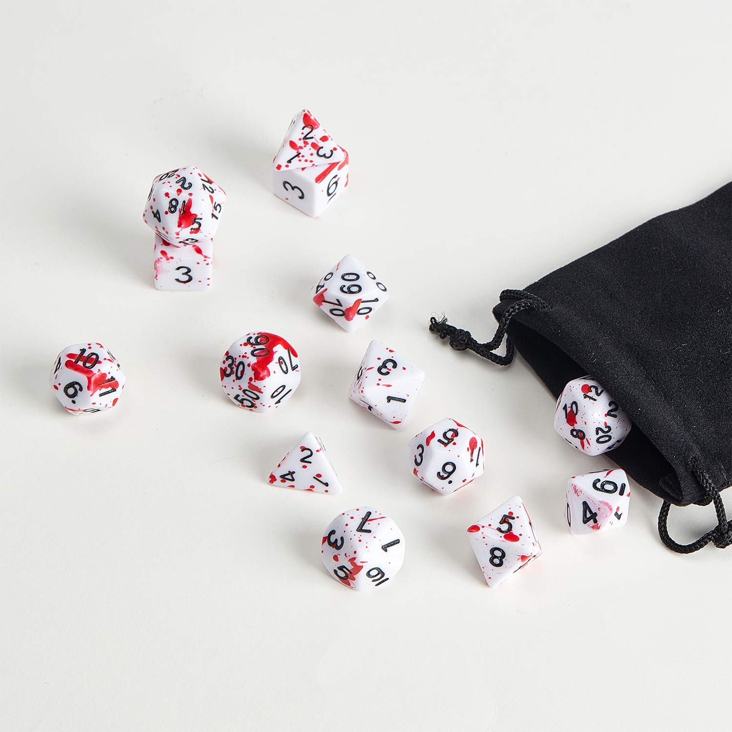 2 Packs Blood Splatter Dice Polyhedral 7-Die Dice Set for Role Playing Dice Games, 14 Pieces