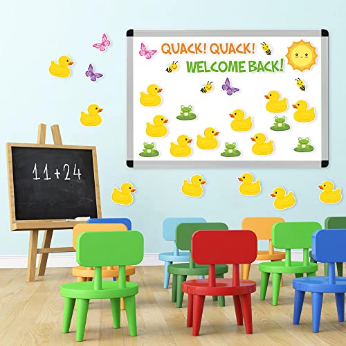 59Pcs Duck Bulletin Board Cutouts Quack Welcome Back To School Duck Classroom Decoration Cutouts Duck Themed Party Supplies Suitable for Teacher Student Bulletin Board Display or Home Wall Decorations
